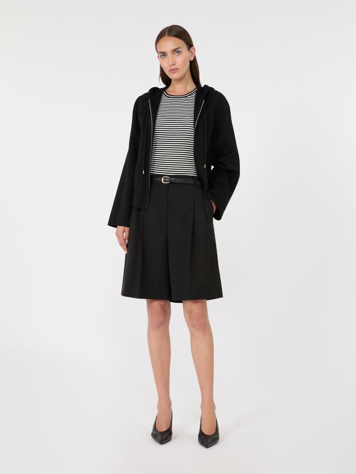 MAX MARA Max Mara Striped Ribbed Knit Short Sleeve Sweater